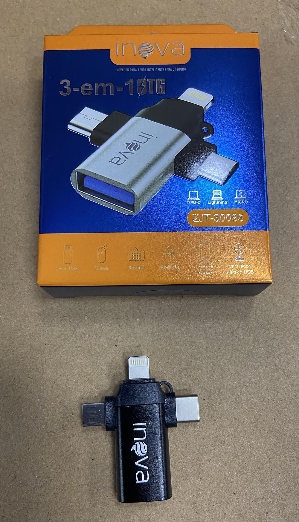 ADAPTADOR OTG 3 EM 1 (TC/V8/IP)-INOVA | Inova Wang